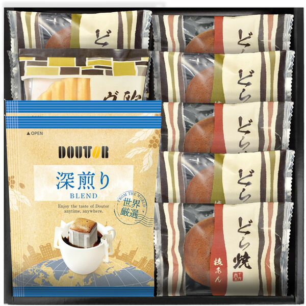 ●商品名/ドトールコーヒー & どら焼き 詰め合わせ ギフトセット DR-20●商品内容/ドトールドリップコーヒー7g、欧風ヴァッフェル、どら焼き(粒あん×3、八女抹茶あん×3)●箱サイズ/約21×20×4cm●重量/約295g●生産国/日...
