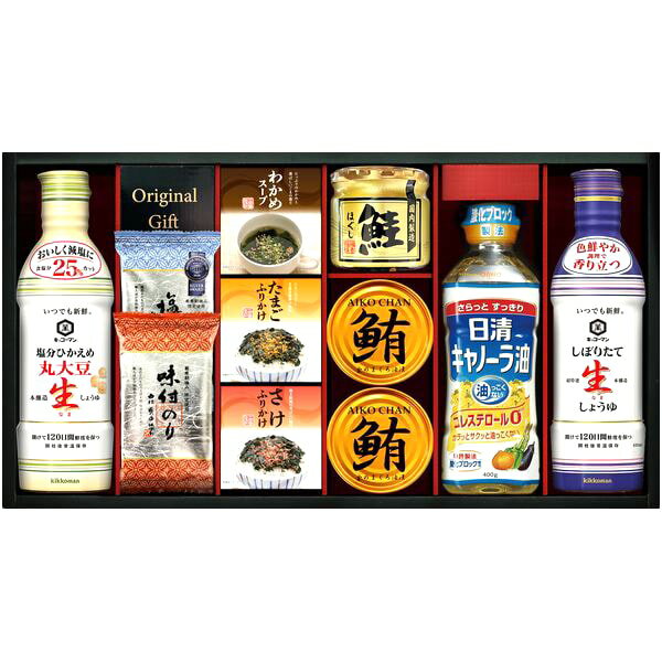 ●商品名/キッコーマン 塩分ひかえめ生しょうゆ & バラエティ ギフトセット TN-70R2●商品内容/キッコーマン塩分ひかえめ丸大豆生しょうゆ450ml、キッコーマンしぼりたて生しょうゆ450ml、わかめスープ(3.8g×3)、丸美屋たま...