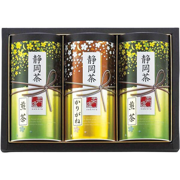 ●商品名/静岡茶詰合せ さくら S-N504●商品内容/煎茶80g×2、かりがね茶80g×1●賞味期限/製造より365日●箱サイズ/約18×27×8cm静岡産の茶葉を茶師が厳選した詰合せです。※メーカー都合により、デザイン・内容等が変更にな...