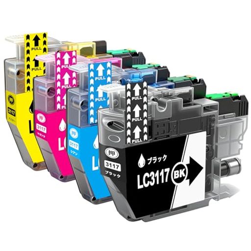 スマイル 白抜き【商品仕様】ブラザー用LC3117-4PK互換4色4本高容量セット: LC3117BK ブラック、 L LC3117C シアン、 LC3117M マゼンタ、 LC3117Y イエロー 各1本, 共4本。(LC3119 LC3...