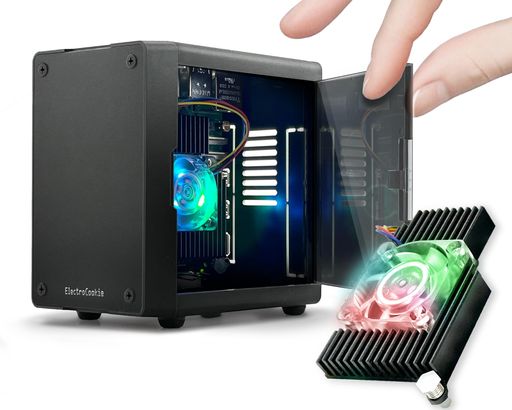 Raspberry Pi 5用ミニチュアPCスタイルケース。トップマウントNVMe M.2 SSDシールドと互換性があります。 GPIOピンに簡単にアクセスでき、色付きのサイドドアでSSDを素早く交換できます。また、内部のRGB照明を美しく...