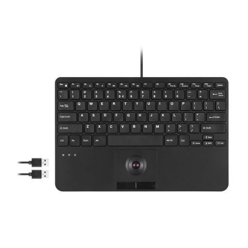 トラックボール付き有線ミニキーボードは、様々な産業やプロフェッショナルな環境での使用に向いています。キーボードのサイズ: 284x182x28mm、1.8m ケーブル、重さ538g、打鍵耐久性300万回、米国英語配列78キー。 ポインティン...