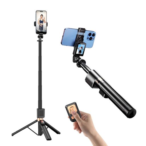 2イン1自撮り棒三脚:この2イン1自撮り棒三脚でスマートフォンの写真撮影体験を変えましょう。ハンドヘルドの拡張可能な自撮り棒として使用して完璧な自撮りやビデオブログを作成したり、安定したデスクトップ/フロア三脚に切り替えてプロのビデオ録画を...
