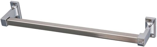 サイズ(約):6.8x5.2x46.9cm 本体重量(約):260g 素材・材質:バー/18-8ステンレスパイプ16mm角、ブラケット/亜鉛ダイカスト・クロームメッキ仕上げ、取付け/木ネジ 生産国:日本 耐荷重:約4kg