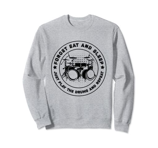 Drummers design with Forget eat and sleep , just drumers and repeat. ドラムを毎日演奏するドラム奏者やドラマーのためのドラムセット楽器を使用したドラム式デザイン。