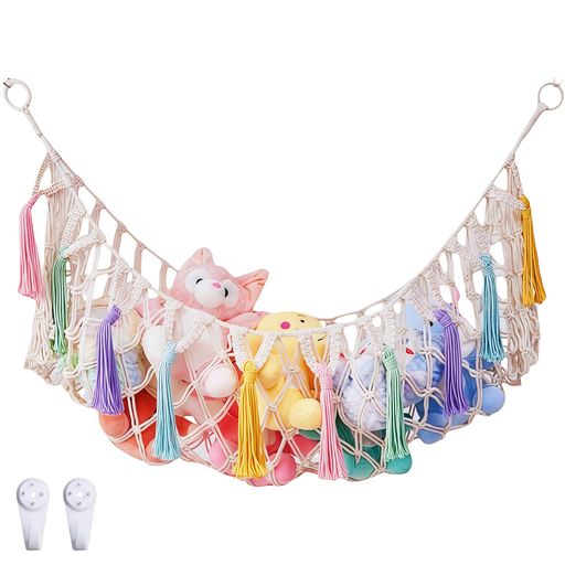 【JoyNow ぬいぐるみ 収納 ハンモック】部屋中に散らばっていたぬいぐるみや小物をいろいろ収納できます。ぬいぐるみをすべてハンモックに放り込むだけで、部屋がすぐに整理整頓され、お子様が整理整頓の習慣を身に付けることができます。 【高品質...