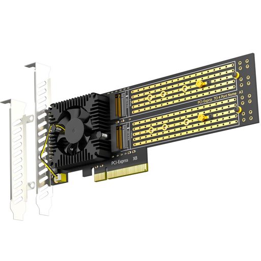 クワッド M.2 NVMe から PCIe 3.0 X8 アダプター: このPCIe 3.0 x8アダプターに4台のM.2 NVMe SSD(22110/2280/2260/2242/2230 M.2 NVMe SSD対応)を装着することで...