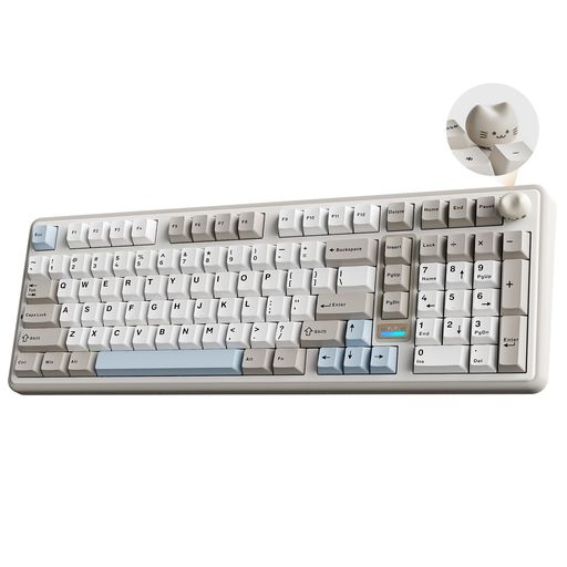 96%レイアウト &amp; デュアルスタイルノブデザイン: このYUNZII B98 PROワイヤレスキーボードは、オフィスでの効率性とゲーミングの多用途性を融合。コンパクトな96%レイアウトでありながら、100キーとテンキーを備えていま...