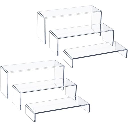 【商品仕様】展示用アクリルスタンド6個セットです。サイズ(cm):22*7.62*11、21*7.62*7.6、20*7.62*3.8各2個ずつ。材質:透明アクリル。厚さ:3mm。推奨重量は500g未満です。透明なアクリルスタンドですので、...