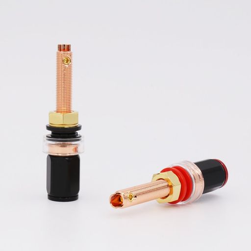 材質 : ブラス サイズ: 全長=70MM ネジ径=Φ8MM 最大部外径=Φ18.7MM 本体材質:真鍮 スピーカーには勿論、LUXMANなどのアンプのターミナルにも使用可能