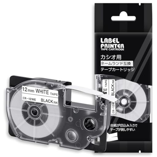 [含みます]:ネームランド12mm白地黒文字1個。[互換型番]:互換カシオネームランドテープCR-12WE [サイズ]:幅--12mm長さ--8m。