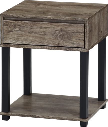 組み立て簡単!収納付きサイドテーブル ナチュラルな木目とフレームのブラック色がシックなデザインのサイドテーブル。 工具不要で簡単に組み立てることができます。 サイズ:幅45x奥行39.5x高さ55.1cm 本体重量:8.5kg、耐荷重(天板...