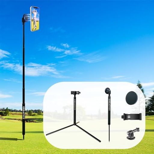[三脚&amp;一脚兼用]:GreatYYT自撮り棒を使えば、コース、射撃場、その他のアクティビティで、あっという間に動画を撮影できます。草地や砂地では、自撮り棒を地面に差し込むだけで非常に便利です。硬い地面では、安定性を重視した設計の三脚...