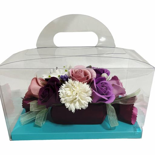 ギフト W24.5xD13.5xH14cm ピンク、パープル、イエローの3色展開。 クリアケース入りなのでそのままギフトとして贈れます。