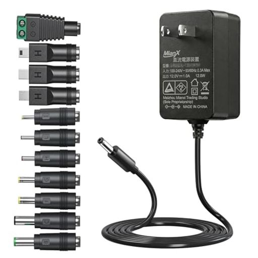 [ACからDC12V 1A]: AC入力: 100V-240V 50Hz/60Hz。 DC出力:12V 1A 12W。 コードの長さ: 1.5M 。 プラグサイズ:5.5mmx2.1mm。 DC 極性: センター ポジティブ、アウター ネガ...