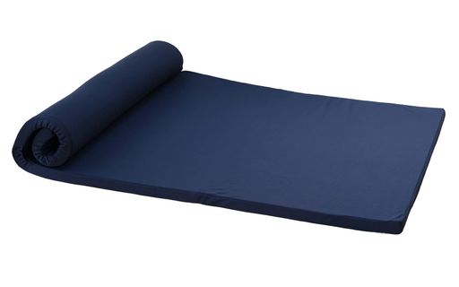 睡眠改善 使用時:幅140センチ長さ195センチ厚さ4センチ 側生地:ポリエステル100%(中国製) 中材:ウレタンフォーム カラー:ネイビー