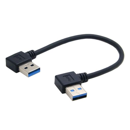 USB3.0タイプAオス90度左角度から直角延長ケーブルストレート接続 コネクタ1:USB3.0タイプAオス90度左角度 コネクタ2:USB3.0タイプAオス90度左角度 ストレートワイヤ接続 長さ:20cm