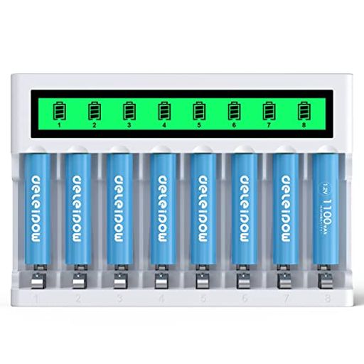 【商品内容】単四電池1100mAh充電式電池*8、液晶充電器*1、単三電池収納ケース*2、充電ケーブル*1、充電器取扱説明書*1;充電を繰り返し使っても劣化が少ないです。Hg/Cd/Pdなどの有害物を使わず、エコタイプの電池です。 【多種類...
