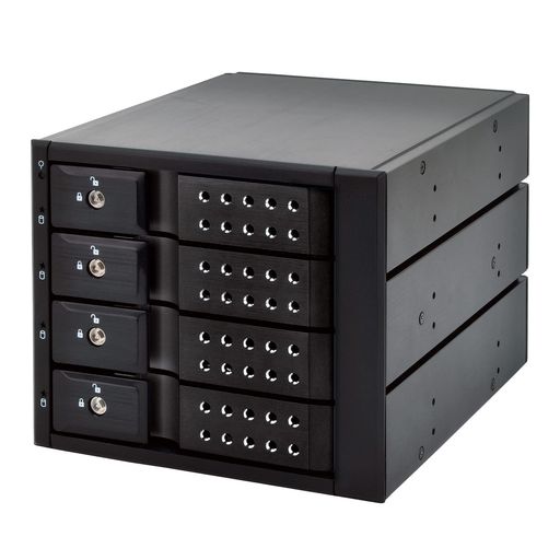 製品内容:本体、ベイ固定用ネジx8、SATAケーブルx4、ロックキーx2、取扱説明書/保証書製品保証期間:1年間 本体寸法:幅146x奥行198x高さ126mm(冷却ファン部含む)本体重量:約1300g(付属品含まず) パッケージ寸法:幅2...