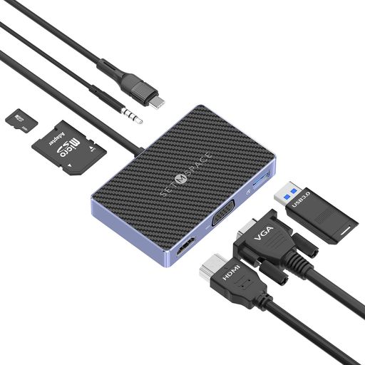 【7-in-1USB-Cドッキングステーション】2023年最新チップを使っています。SETMSPACEのドッキングステーションTypeCは7-in-1マルチハブ:PDx1、HDMIx1、VGAx1、USB-A3.0x1、3.5mmAudio...