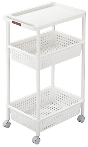 製品サイズ:幅32.5x奥行48x高さ77cm 最下段に2Lのペットボトルが立てて収納可能。 耐荷重量:最下段3kg、他上段2kg 材質:キャスター・本体/ポリプロピレン、本体軸/ポリプロピレン(鉄芯入)、車輪軸/ナイロン樹脂 日本製 組み...