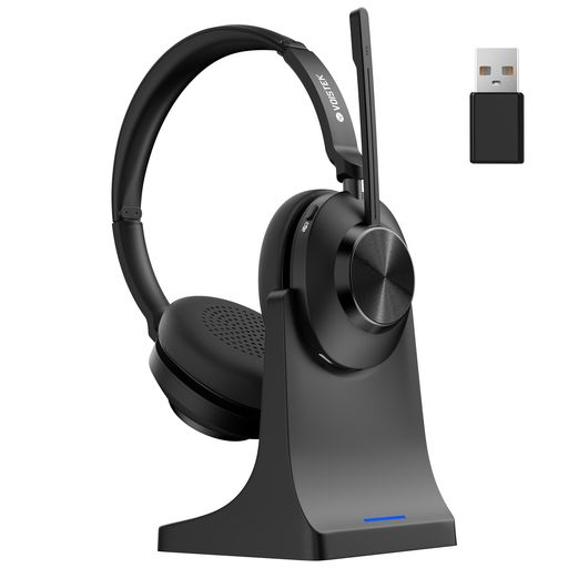【2.4G ドングル &amp; Bluetooth デュアル接続方法】 Voistek ワイヤレスヘッドセットは最新 Bluetooth 5.3 技術搭載で、広い接続範囲と省電力性を実現。障害物少ない環境で最大 15m 安定接続し、遅延大...