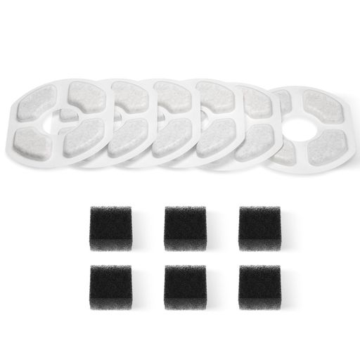 🐈【内容量】専用交換フィルターx6枚、スポンジx6個。3-6ヶ月間使用できます。 🐈【四層濾過】ポンプ用スポンジと綿層、ヤシ殻活性炭、イオン交換樹脂からなる多重ろ過システムが搭載されています。水から犬や猫の被...