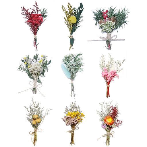 インドア装飾 材料:乾燥した花束の9本の花束が含まれています。私達のミニ花は100%純100%天然の新鮮な花で作られています。花は乾燥脱水その他の保存技術と技術を通じて採取され元の色と質感を保持します デザイン:各乾燥した小さな花束は大麻ロ...