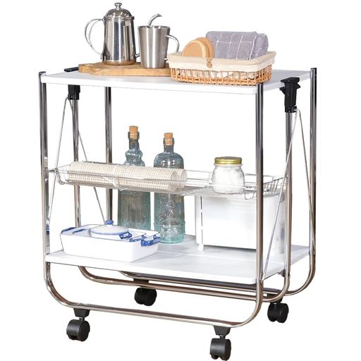 使うときだけで場所を取らない。大理石柄の折りたたみワゴン サイズ:幅68x奥行40x高さ70cm 本体重量:7.6kg 耐荷重:20kg 材質:構造部材(天板):合成樹脂化粧繊維板(PVC)/構造部材(フレーム):金属(鋼)/表面加工(フレ...