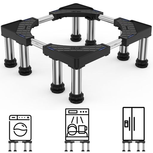 ✤【高さ調節・改良版】より高くなった洗濯機置き台の最新設計が登場星(白抜き)彡1素材改良:PP製右向き矢印PP+ステンレスのジャッキ2増高:18-20cm高さ調節3ジャッキ8本あり:直径5.5cmのジャッキと500kgまで達した耐荷重、安定...