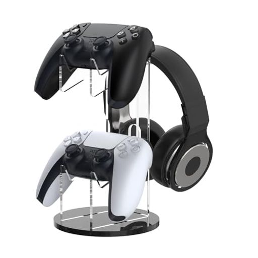 「2in1卓上置きスタンド」テーブルなどに置きっぱなしにしがちなゲームコントローラーやヘッドセットをホールドできる卓上置き式の収納スタンドとなります。正面のコントローラー用2個と背面のヘッドセット用一個のホルダーが付いており、ゲームコントロ...