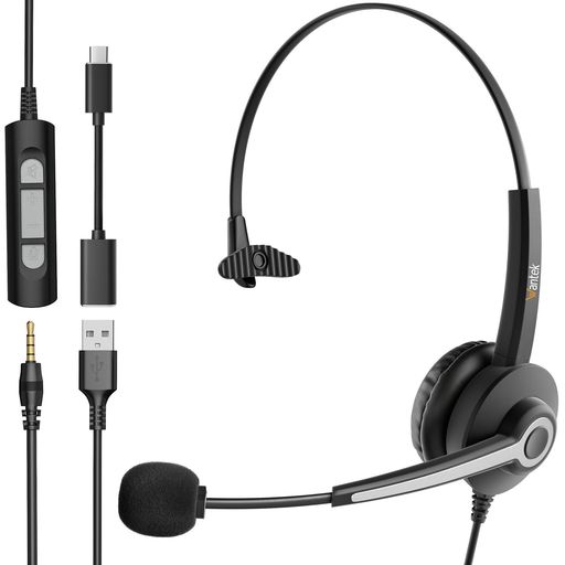 Business communication, online meetings, remote work, call center operations, online learning 【新型ノイズキャンセリングマイク】Wantekヘッド...
