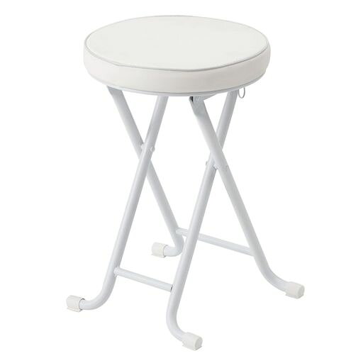 商品サイズ(約):幅32x奥行30x高さ48cm 商品重量(約):1.5kg 耐荷重(約):80kg 素材:ウレタンウォーム・合成皮革・金属(鋼) 塗装:粉体塗装 座面ロック機能あり、脚先樹脂キャップ付き、折りたたみ可能
