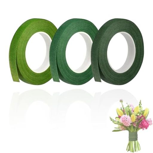 【特徴的な素材設計】クレープ紙に特殊ワックスとポリオレフィンを含浸させ、伸縮性があり、破れにくく、花茎にしっかりと巻きつきます。高品質な仕上がりを求める方におすすめ。 【サイズ詳細】幅12mm、長さ約27〜30ヤード(約27.5m)/巻。日...