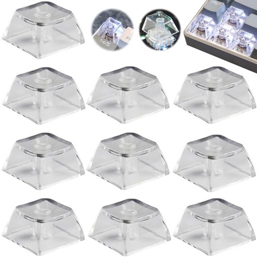 セット内容:XDAキーキャップ10個セット;キーキャップ高さ:9.3mm、幅:18.2mm、厚さ:1.6mm;カラー:ホワイト透明;キーキャップは均一な厚みで、長期間の使用でも変形しにくく、半透明効果は長持ちし安定します。 究極の光透過率、...