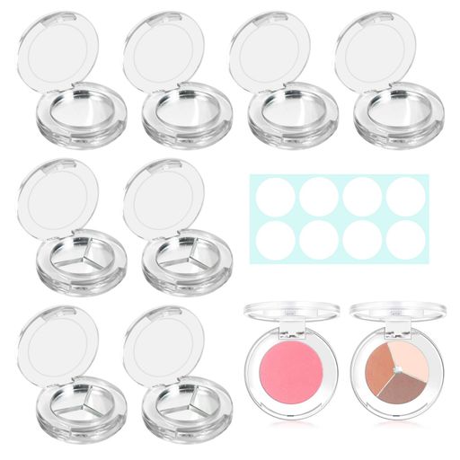 「商品仕様」素材:プラスチック、アルミ、サイズ:外径51mm*13.5mm、内径36.5mm*4.8mm、容量:2.5g/個、セット内容:空ケース*8+丸いアルミパレット*4+3つ仕切りのアルミパレット*4+両面テープ*8 「複数のマッチ」...