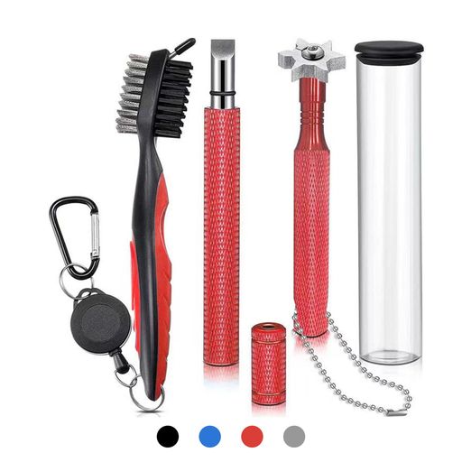 【非常に有用な組み合わせ】ゴルフクリーニングツール3点、両面クリーニングブラシ1本、フラットシャープナー1本、6ヘッドシャープナー1本、コースに必要なすべてのアクセサリーを1つのキットでお届けします。 【便利なゴルフブラシ】このゴルフブラシ...