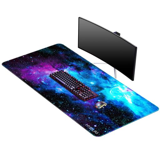 メガ:他のマウスパッドと比較して、44x20インチ/110x50cmのゲーミングマウスパッドは長いデザインで、幅50cm/20インチで、デスクをより保護します。 さらに、キーボード、コンピューター、ノートパソコンを収納できます。 プロテクタ...