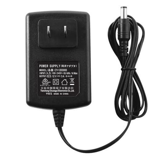 入力電圧:100-240V 50/60Hz 1AMax DC 出力:12V 3A 36W 出力プラグ: 外径5.5mm*内径2.1mm ケーブルの長さ:120cm モデル:CY-1203000 極性:センタープラス 注意:極性とDC出力をよ...