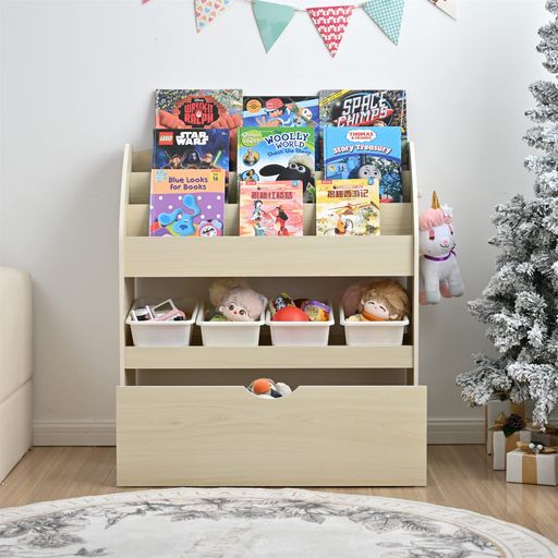 【3段ラック】上段には表紙が見えるあたし3段の絵本立て、お気に入りの本をすっかり収納できます。読みたい絵本がすぐに見つかるから、楽しく選ぶことができます。 【たっぷり入る収納力】絵本、おもちゃなどの散らかりがちな小物をたっぷり収納できます ...