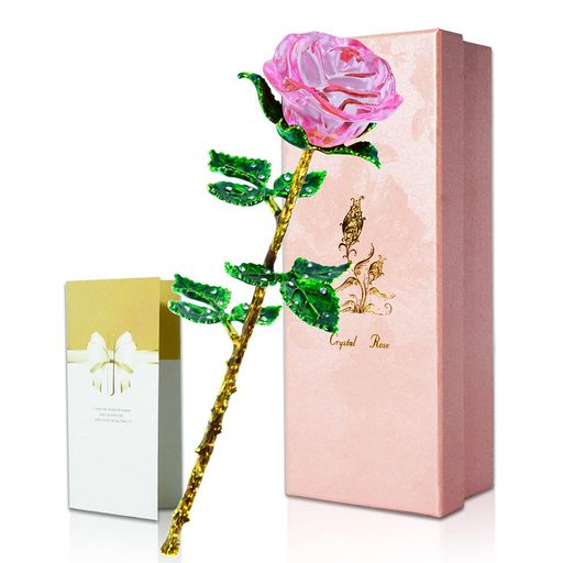 彼女、友達、家族、母、妻、彼、父への人気贈り物ギフトプレゼント敬老の日、結婚記念日、結婚式、誕生日、デート用、ホワイトデー、お祝い、お礼用に適用雰囲気作りインテリア飾り 【枯れないバラ、大切な人への特別なプレゼント】Lalunaクリスタルバ...