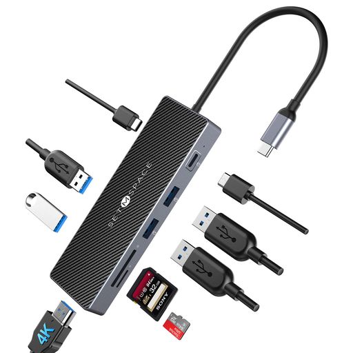 【10IN1USB-Cドッキングステーション】SETMSPACEのドッキングステーションTypeCは10-IN-1マルチハブ:USB-A3.0x2、USB-A2.0x2、USB-C3.0x1、TF(microSD)x1、SDx1、HDMIx...