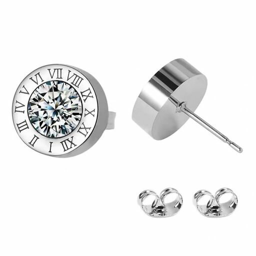 💎【ピアス】両耳用材質:チタンステンレス直径8mmキャッチの色:シルバー石の色:透明2個セット(1ペア) 💎【キャッチ式】キャッチタイプでしっかり固定できて外れない、付けたままで寝がえり打っても耳裏に刺さらな...