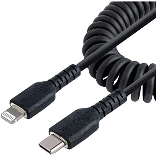 USB-C - Lightningケーブル:コイル型のケーブルで32cmから最大50cmまで伸縮。丈夫で柔軟性のあるTPEジャケットにより、巻き取りやすく、車のコンソールボックスやグローブボックスに収納可能 高耐久性:アラミド繊維で補強した...