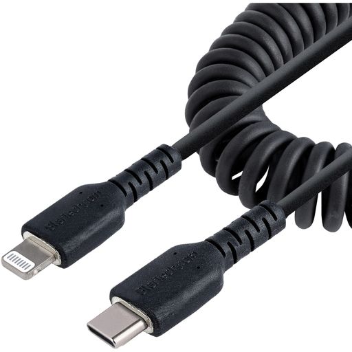 USB-C - Lightningケーブル:コイル型のケーブルで32cmから最大50cmまで伸縮。丈夫で柔軟性のあるTPEジャケットにより、巻き取りやすく、車のコンソールボックスやグローブボックスに収納可能 高耐久性:アラミド繊維で補強した...