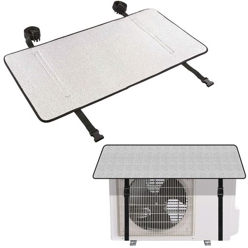 【製品仕様] 】1 x エアコン室外機カバー、製品サイズ:パネル(約)長さ80 cm x 幅40 cm x 厚さ0.2 cm、ストラップの長さ:190 cm [素材] パネル:ポリエステル繊維、アルミニウム。ストラップ:ポリプロピレン。市販...