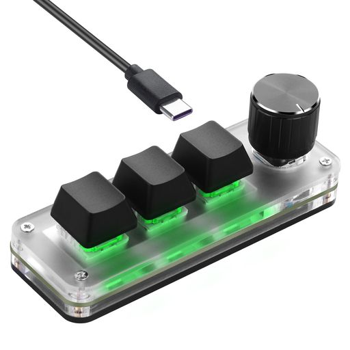 プログラマブルなキーとノブ:3つのキーと1つのノブは、すべて専用ソフトウェアで機能をカスタマイズ可能です(例:ショートカットキー、複合キー、音量制御)。ご注意:これらのカスタム機能を利用するには、初回のみWindowsパソコンでの設定が必須...