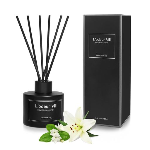 ディフューザーセット、6.8オンス(200ml)の香り付きディフューザー、オイルディフューザースティック6本付き。