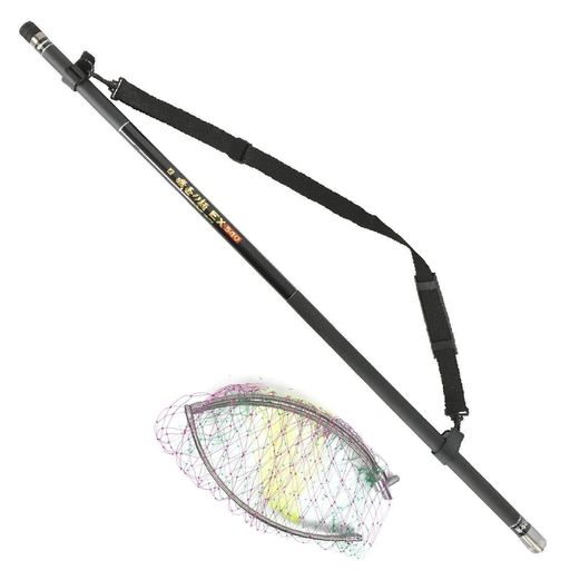 標準全長:5.4m 継数:5本 仕舞寸法:112cm 標準自重:464g 先径:16.0mm 元径:27.4mm 45cmアルミ枠+網セット ショルダーベルト
