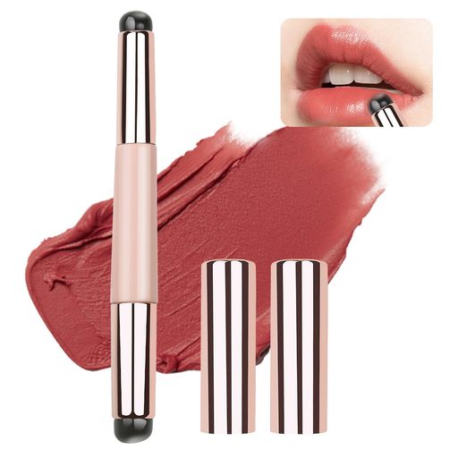 【2waysデザイン】2本リップブラシが一体になったリップブラシは、2つのサイズもニーズを満たすことができます。外出には1本持っていくだけで十分で、とても便利です 【斜めカットの丸頭】斜めカットの丸いヘッドが指のようになり、唇によりフィット...